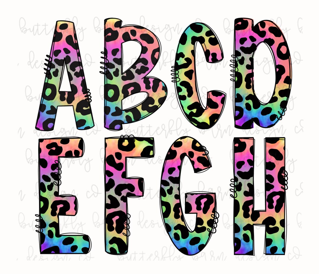 Doodle Letters PNG | Alphabet Letters | Sublimation Png | Rainbow ...