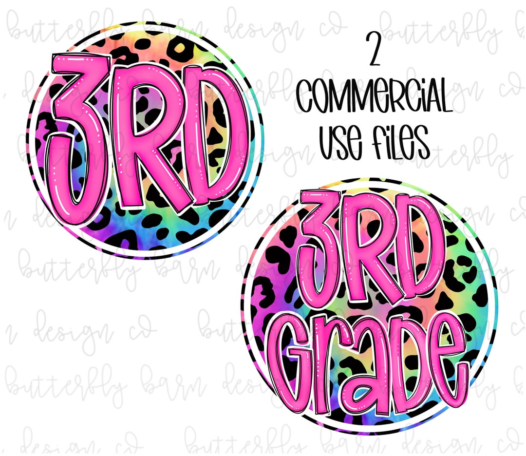 3rd Grade PNG | Instant Download | Sublimation | Rainbow Leopard Png ...