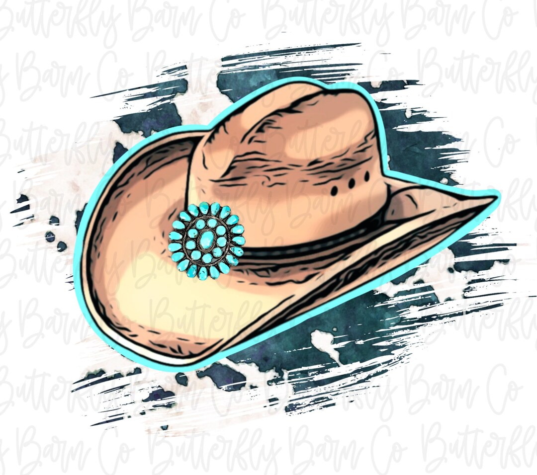 Cowhide and Cowboy Hat PNG | Watercolor | Neon | Digital Design ...