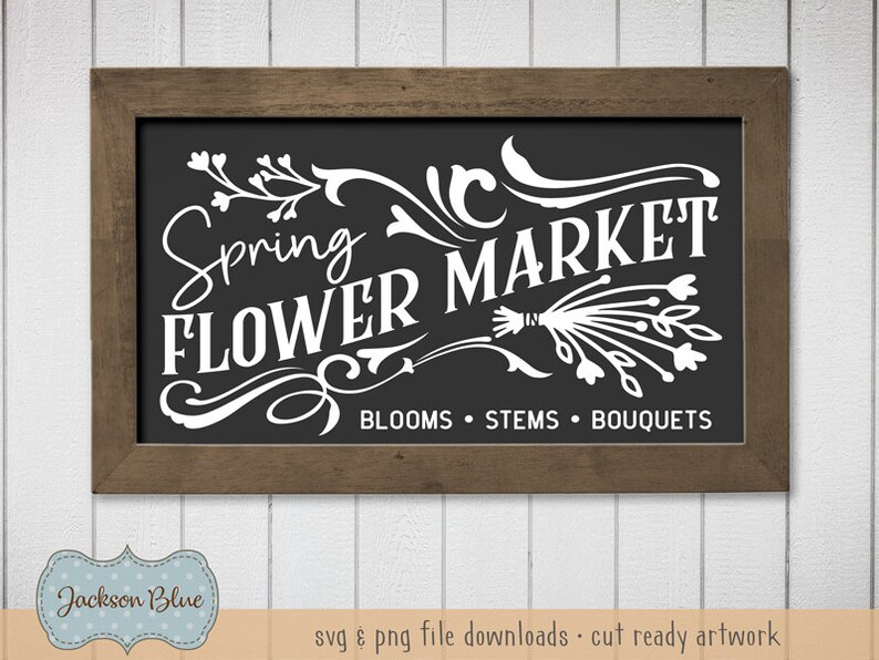 Spring Flower Market With Bouquet Svg. Flower Delivery Sign Svg. Rustic ...