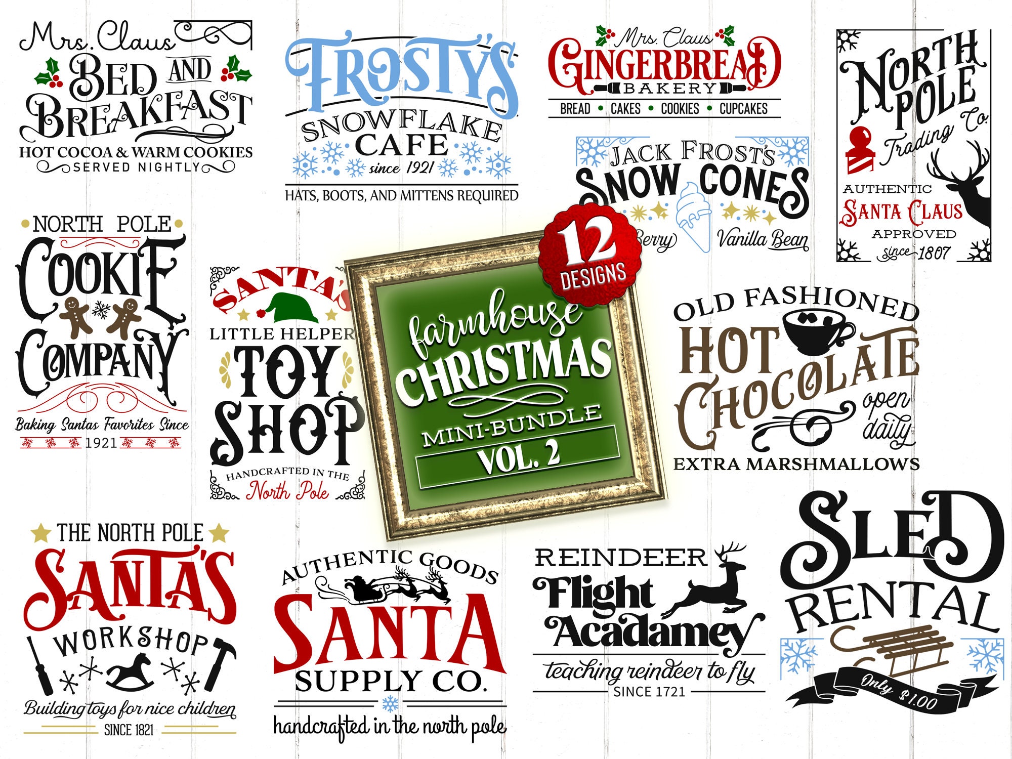 Farmhouse Christmas SVG Bundle Vol 2. Rustic Christmas Svg - Etsy