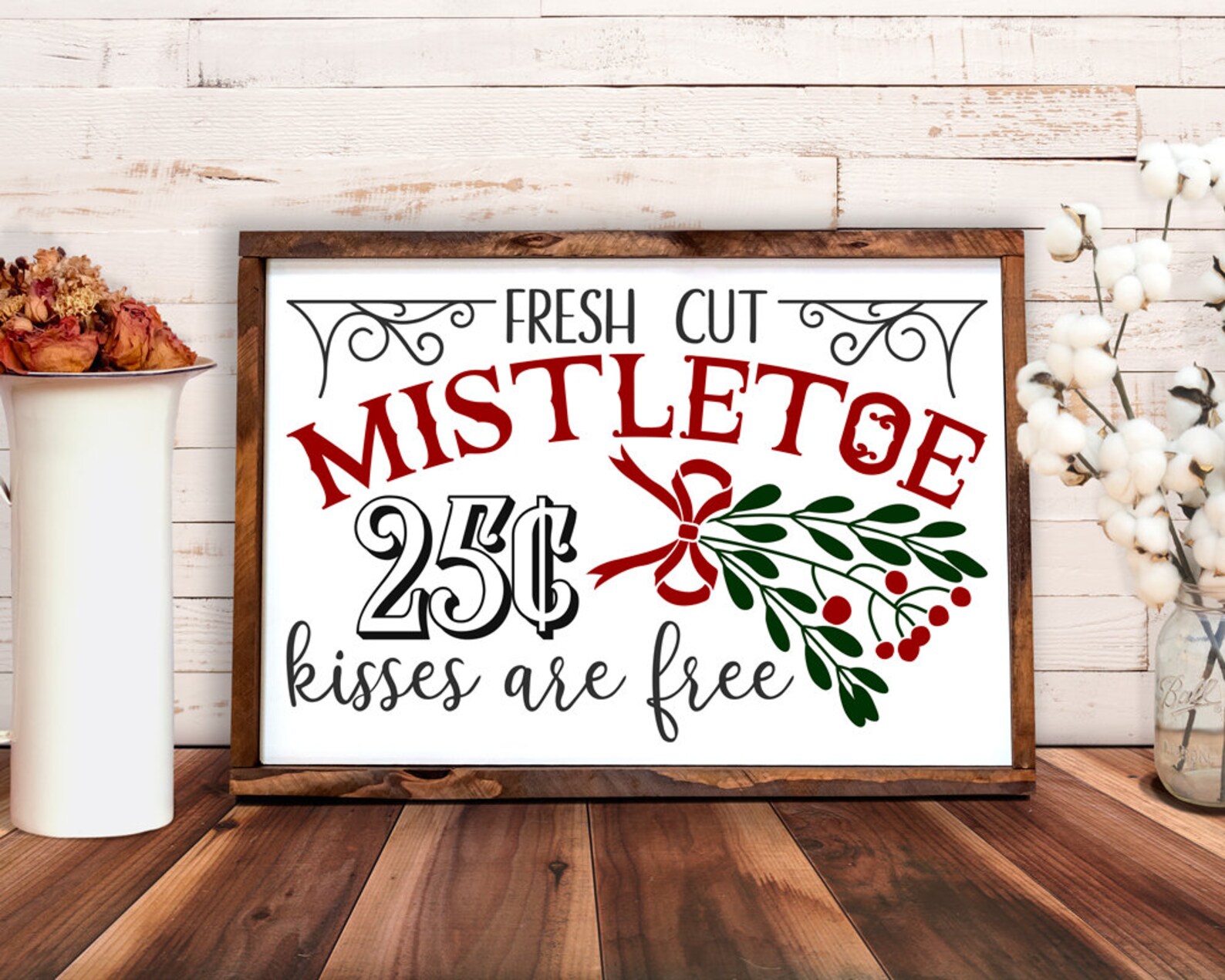 Fresh Cut Mistletoe Svg. Christmas Svg Cut File. Rustic Holiday Svg ...