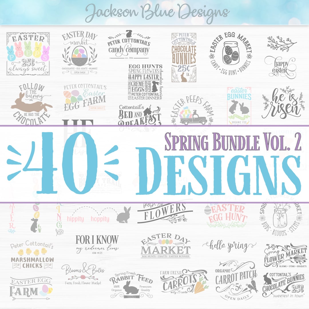 Easter and Spring SVG Bundle. Rustic Easter and Spring Designs. 40 ...