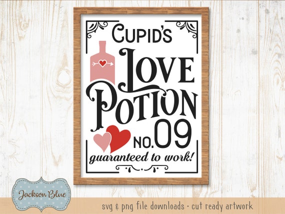 Cupid's Love Potion No. 9 SVG Download. Rustic Valentines | Etsy