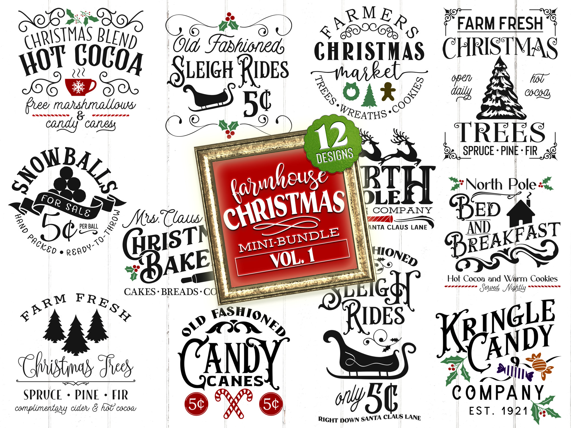 Farmhouse Christmas SVG Bundle Svg. Rustic Christmas Svg Cut Files ...