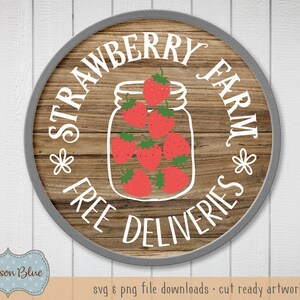 Strawberry Farm Svg. Rustic Strawberries Sign Design Svg. Fresh Picked ...