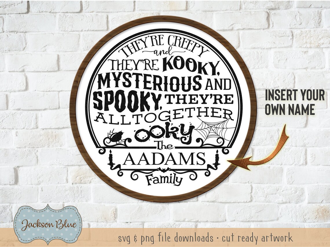 Aadams Family Round SVG Download. Halloween Round Sign Design Svg. Fun ...