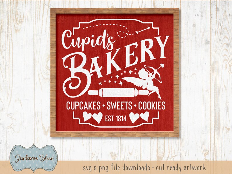 Cupids Bakery SVG Download. Vintage Valentines Day Sign Art | Etsy