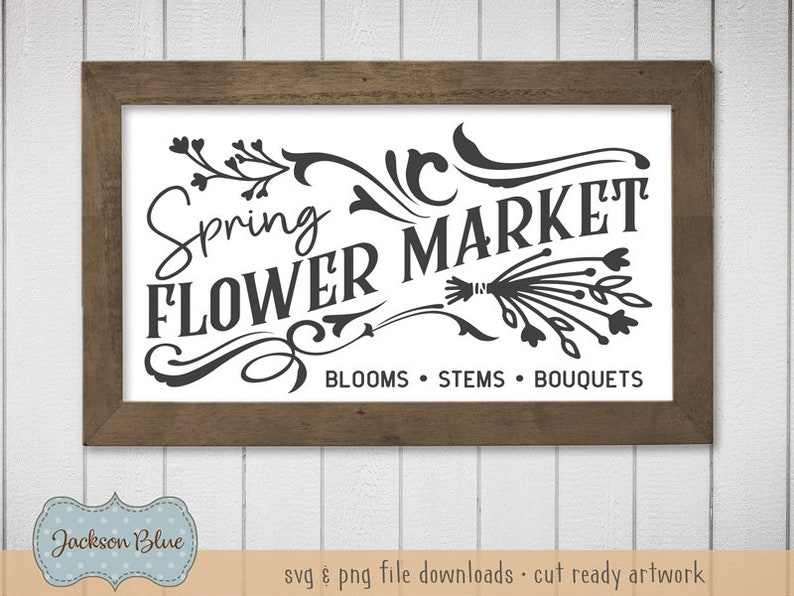 Spring Flower Market With Bouquet Svg. Flower Delivery Sign Svg. Rustic ...