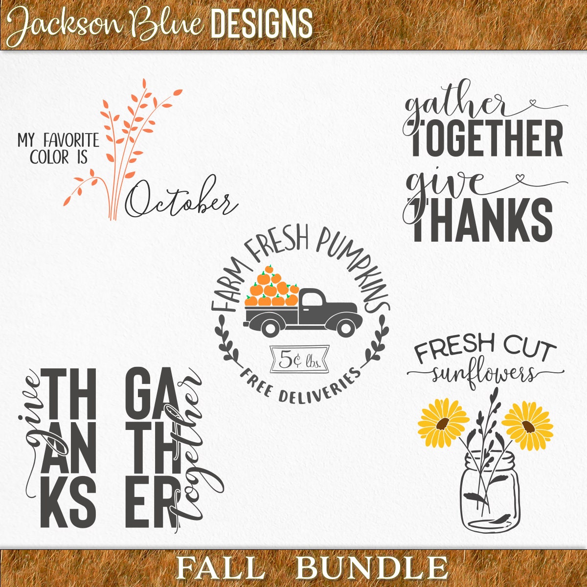 Fall SVG Bundle. Rustic Fall Designs. 45 Design Bundle | Etsy