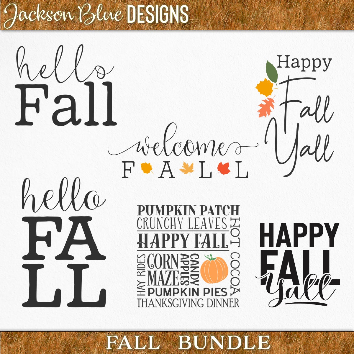Fall SVG Bundle. Rustic Fall Designs. 45 Design Bundle | Etsy