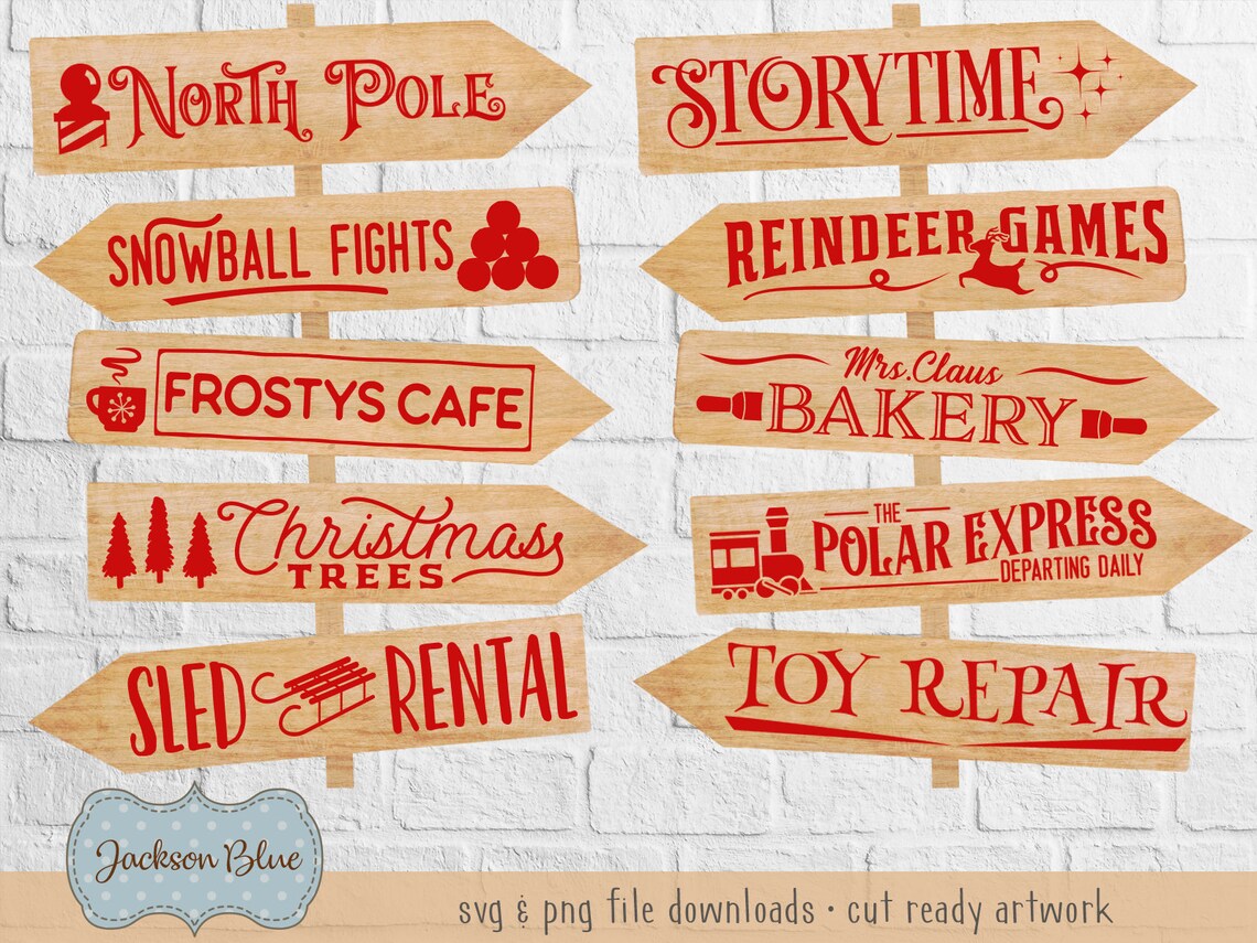 Christmas Direction Post Signs SVG. Christmas Svg Cut File. Rustic ...