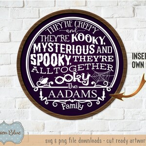 Aadams Family Round SVG Download. Halloween Round Sign Design Svg. Fun ...