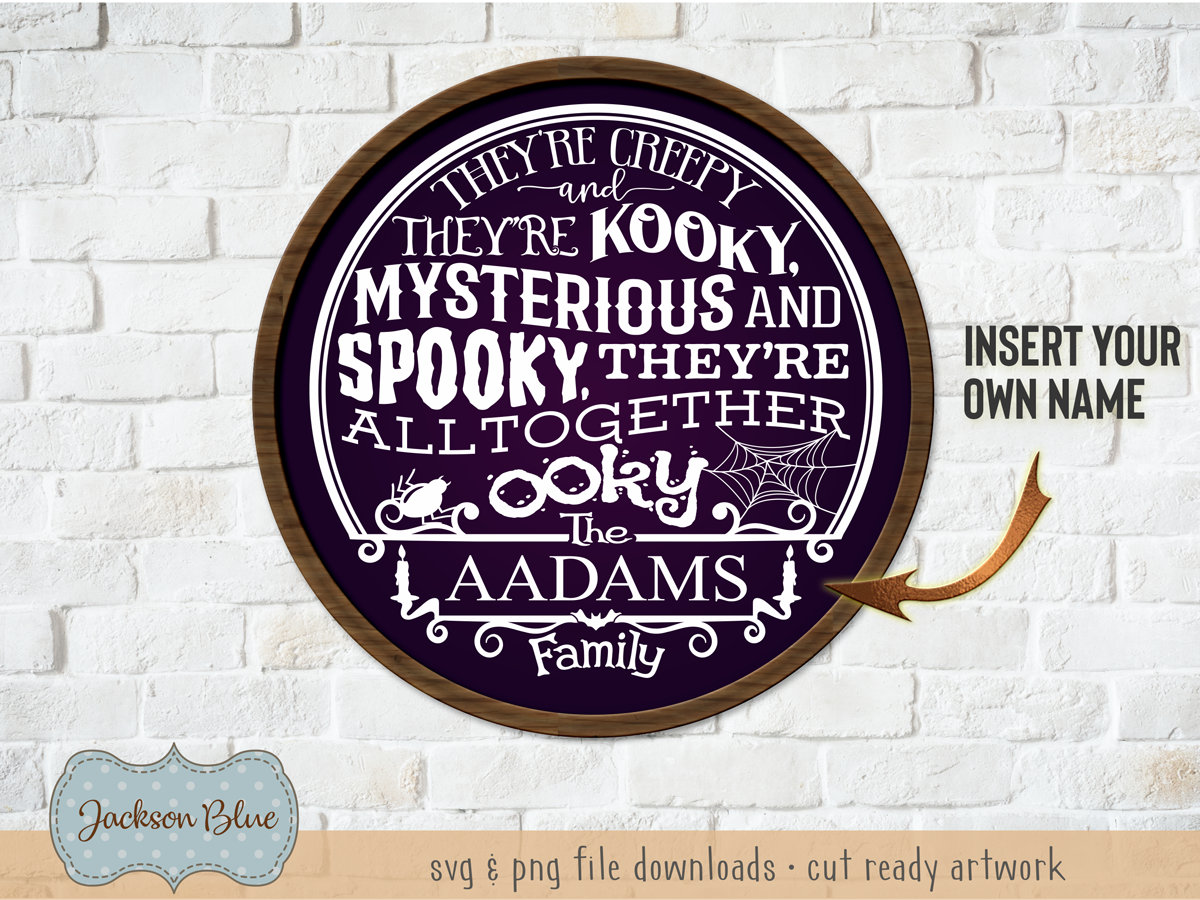 Aadams Family Round SVG Download. Halloween Round Sign Design Svg. Fun ...