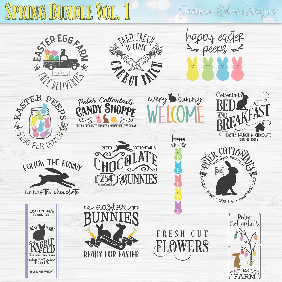 Easter and Spring SVG Bundle. Rustic Easter and Spring Designs. 40 ...
