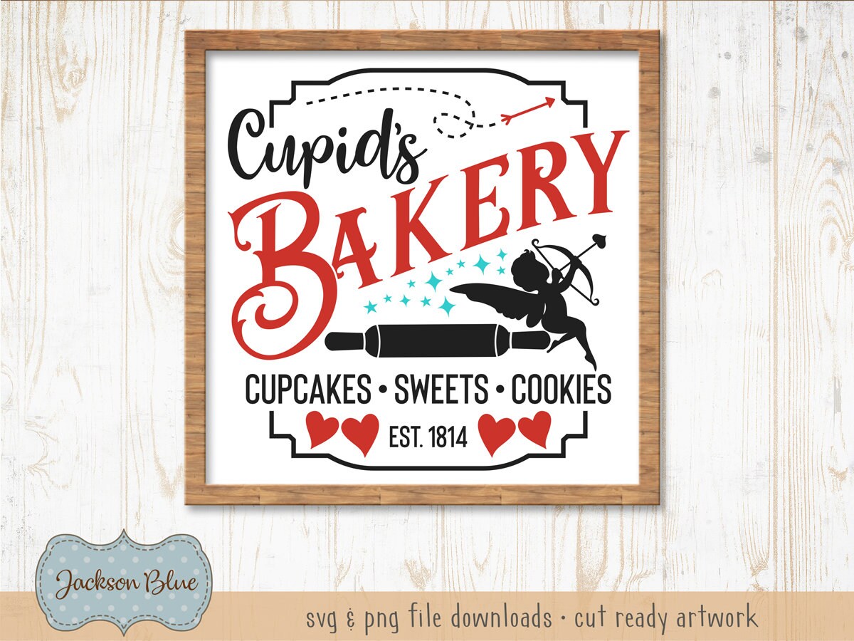 Cupids Bakery SVG Download. Vintage Valentines Day Sign Art - Etsy