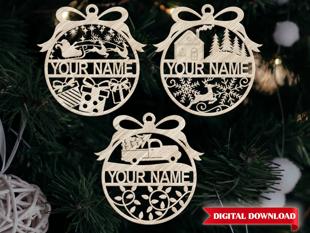 Christmas Ornament Cut Files. Laser Cut File for Glowforge. Christmas ...