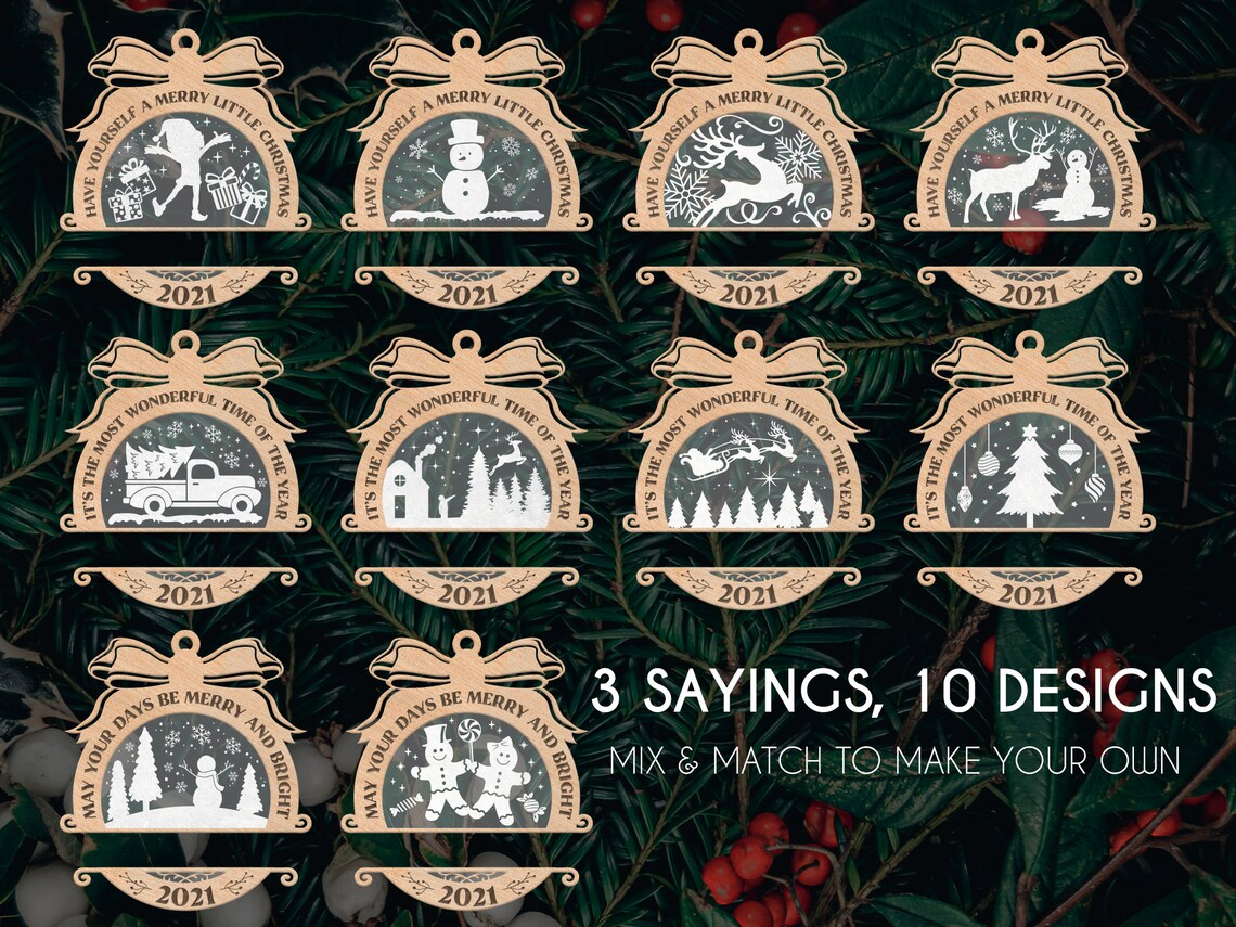 Christmas Ornament Cut Files. Laser Cut Files for Glowforge. Christmas ...