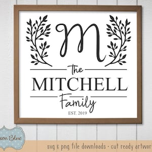 Last Name Svg Cut File. Family Name With Wreath Design. Monogram ...