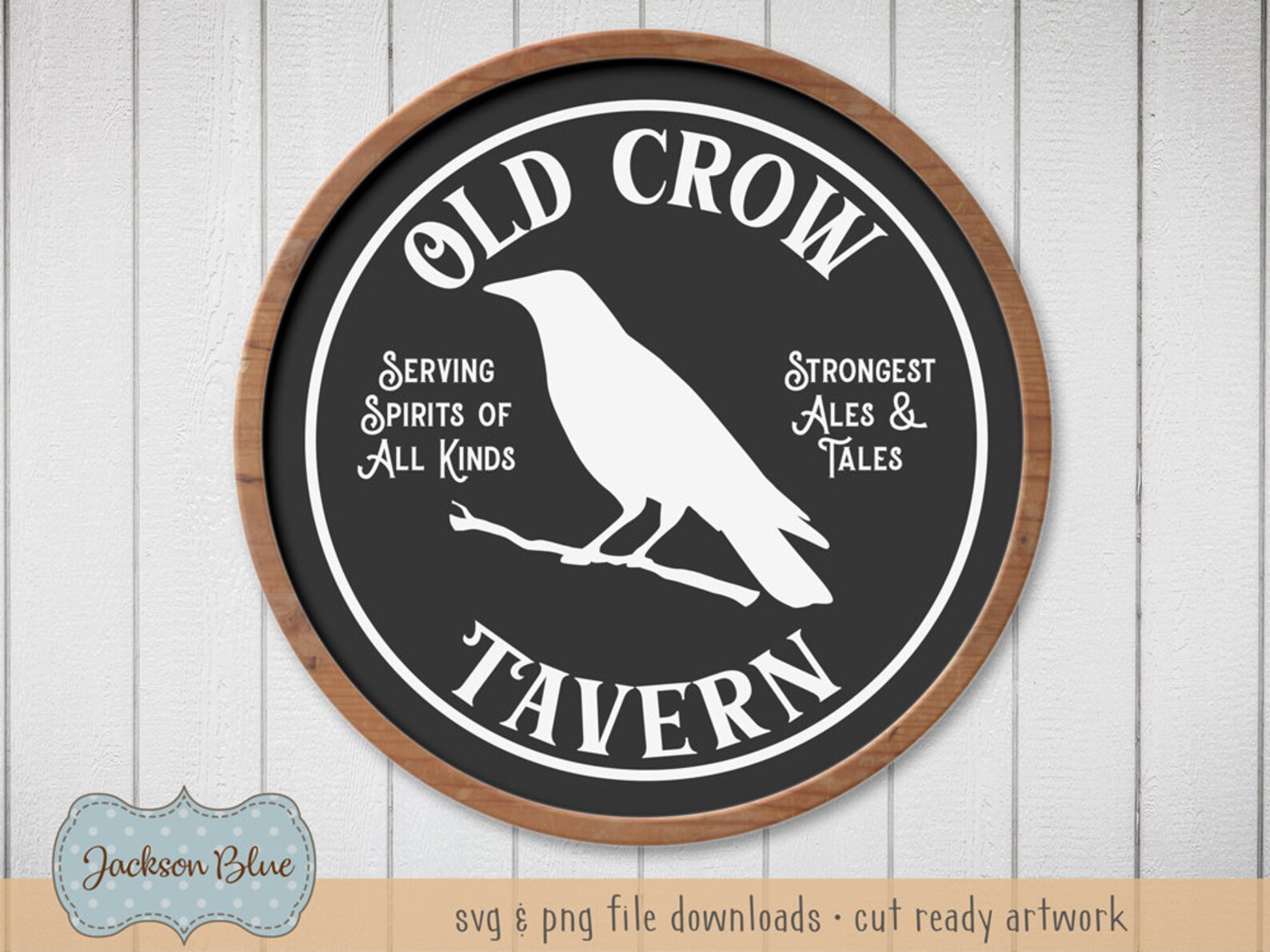 Old Crow Tavern Halloween SVG Download. Halloween Round Sign Design Svg ...