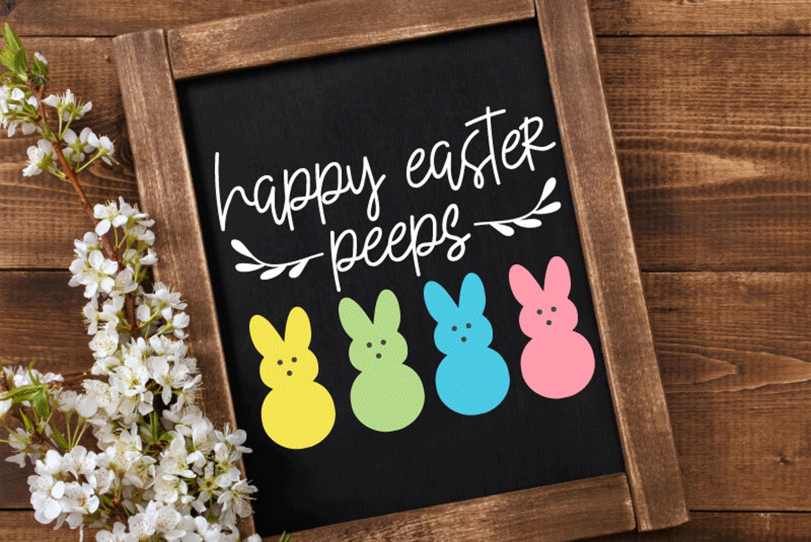 Happy Easter Peeps Svg. Easter Bunny Svg Clipart. Rustic - Etsy