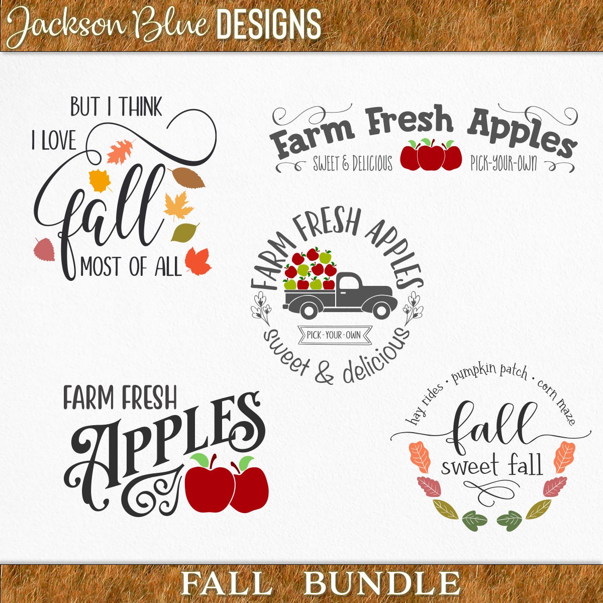 Fall SVG Bundle. Rustic Fall Designs. 45 Design Bundle | Etsy