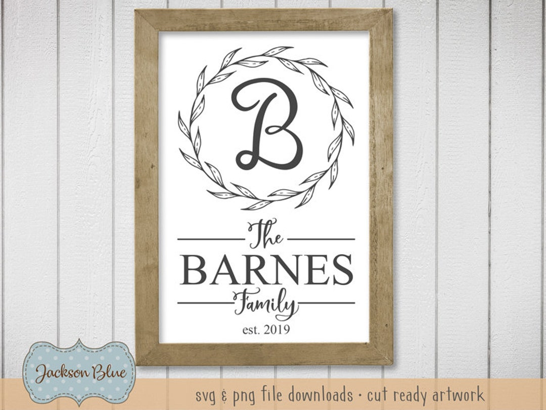 Family Name Svg Cut File. Family Last Name Svg Design. Monogram Initial ...