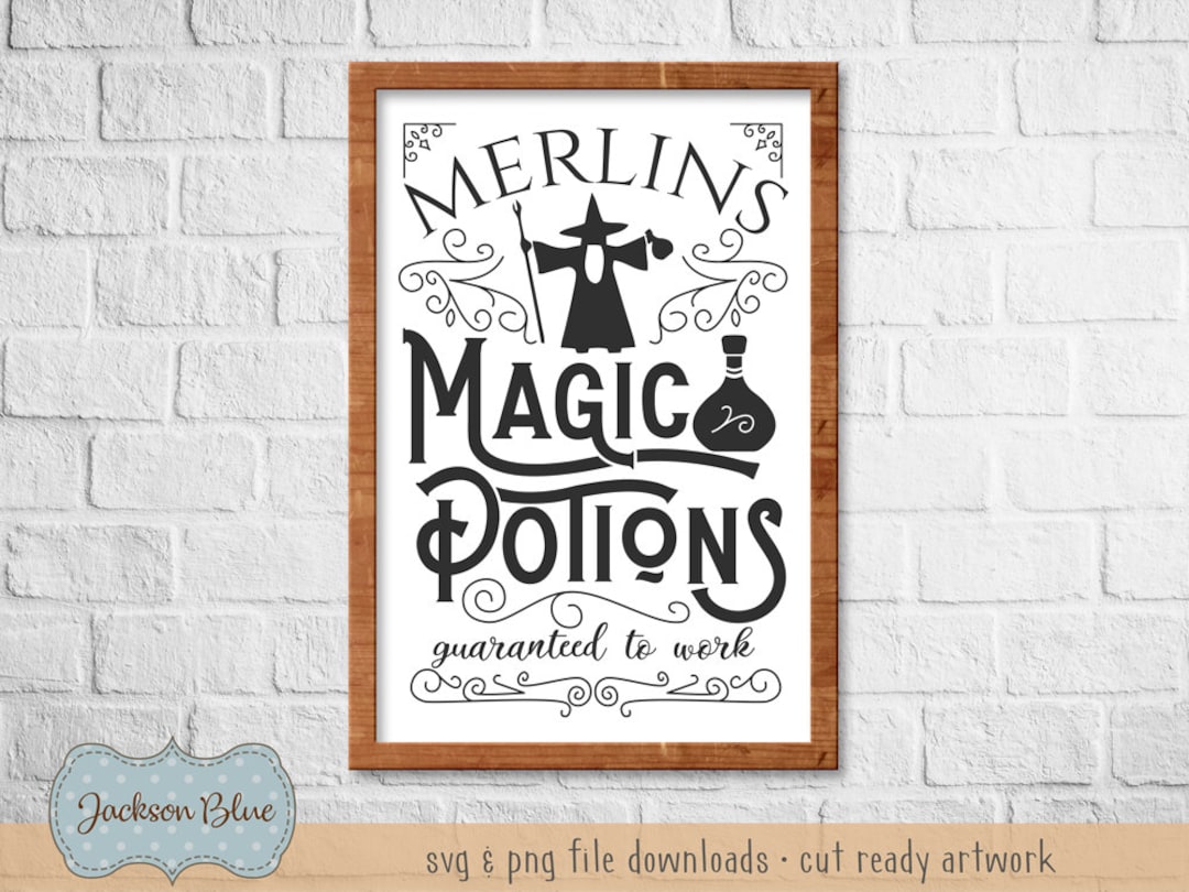 Merlins Magic Potions SVG Download. Rustic Halloween Design Svg. Cute ...