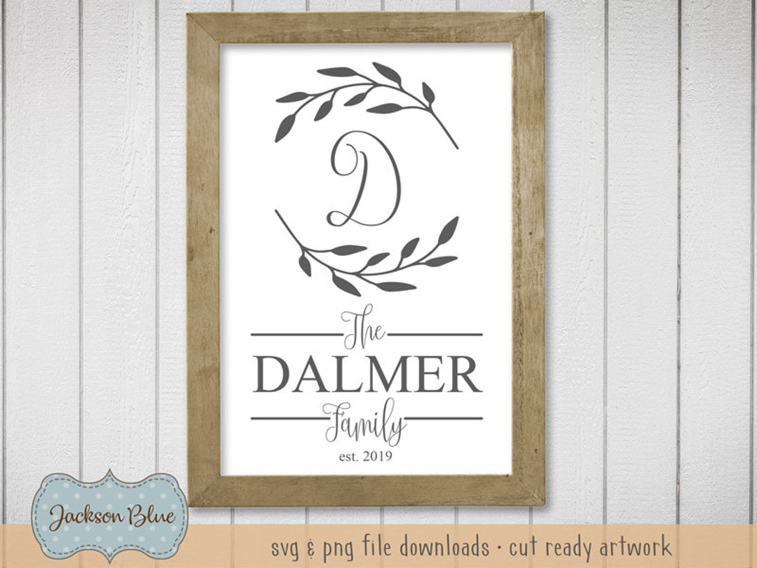 Family Name Svg Cut File. Last Name Svg Download. Monogram Initial in ...