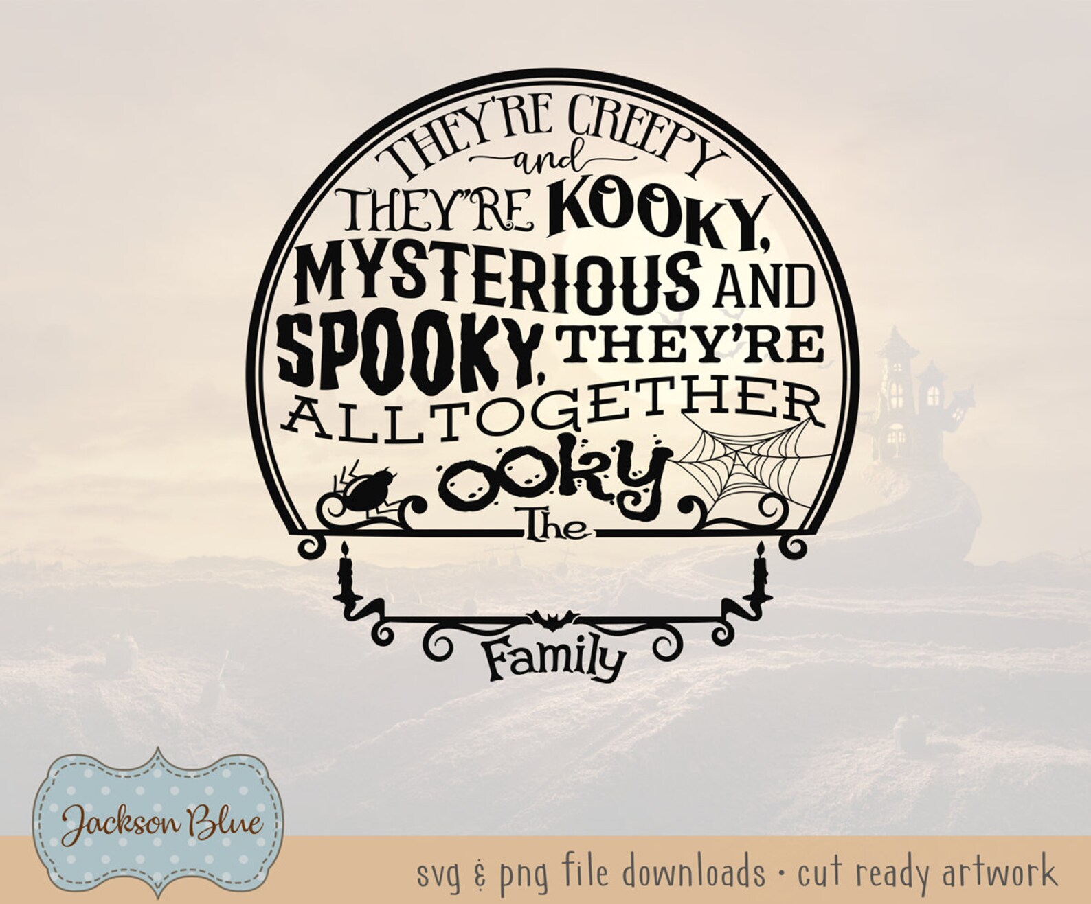 Aadams Family Round SVG Download. Halloween Round Sign Design Svg. Fun ...