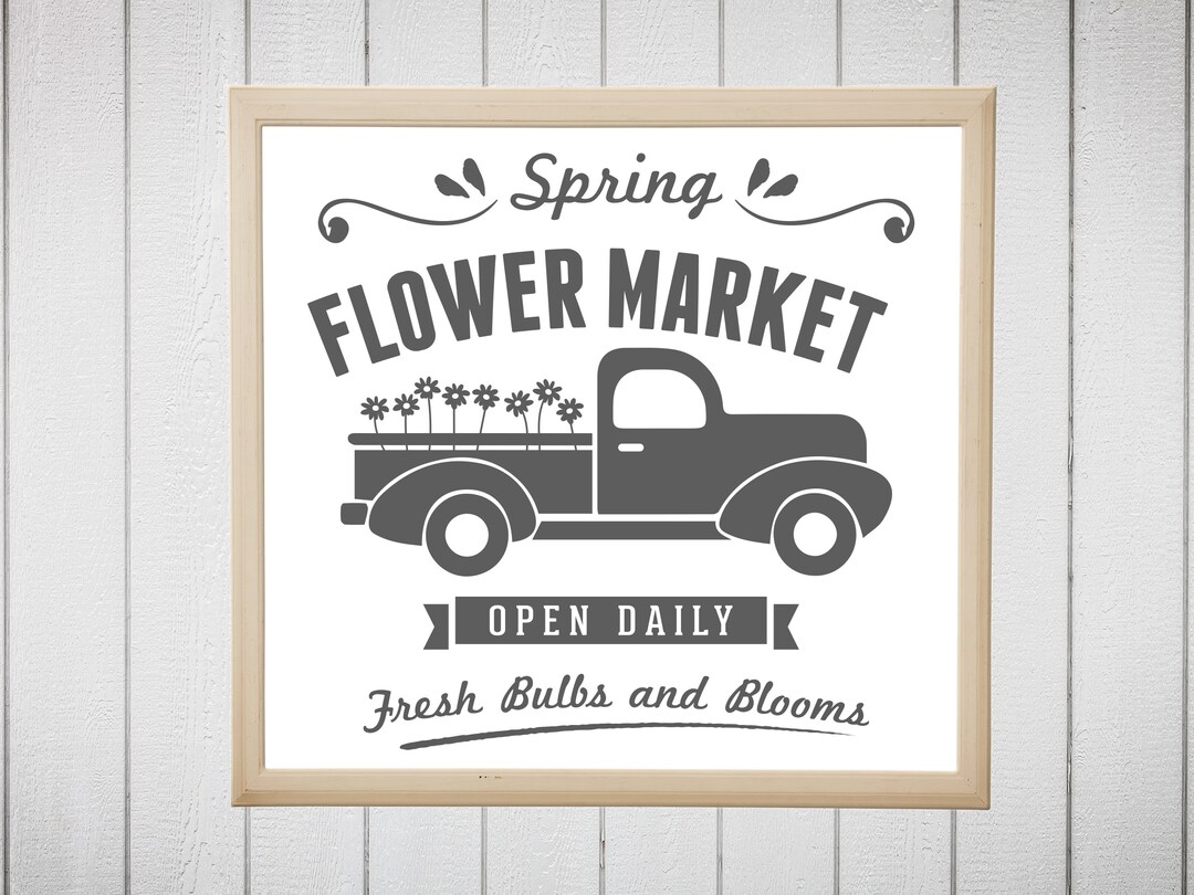 Spring Flower Market Svg. Flower Delivery Truck Svg Clipart. Rustic ...