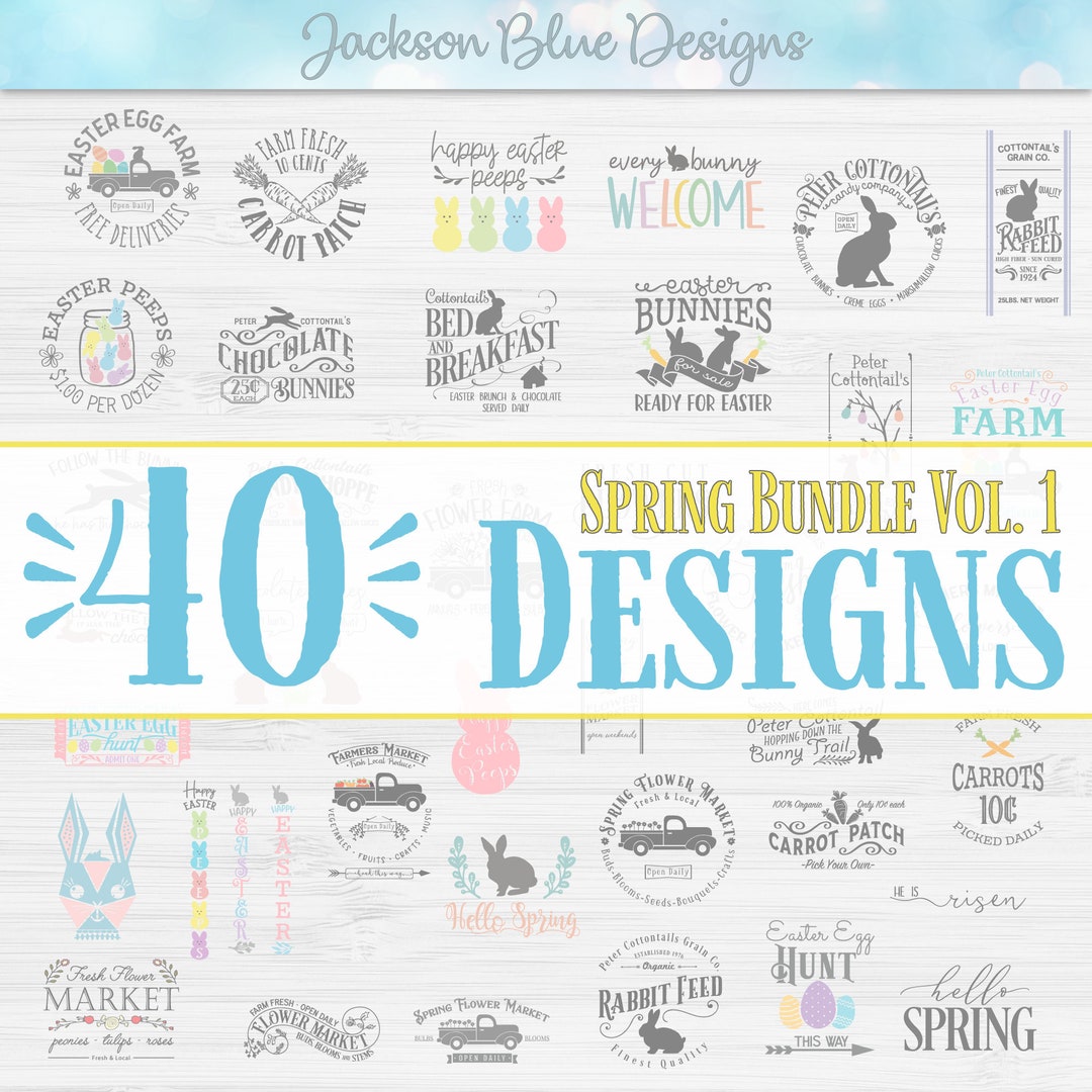 Easter and Spring SVG Bundle. Rustic Easter and Spring Designs. 40 ...