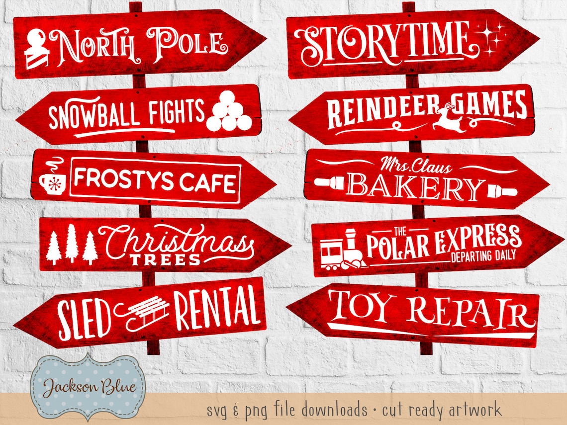 Christmas Direction Post Signs SVG. Christmas Svg Cut File. Rustic ...