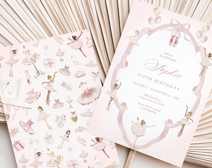 Ballerina Birthday Invitation Template Ballerina Birthday Invite Ballet ...