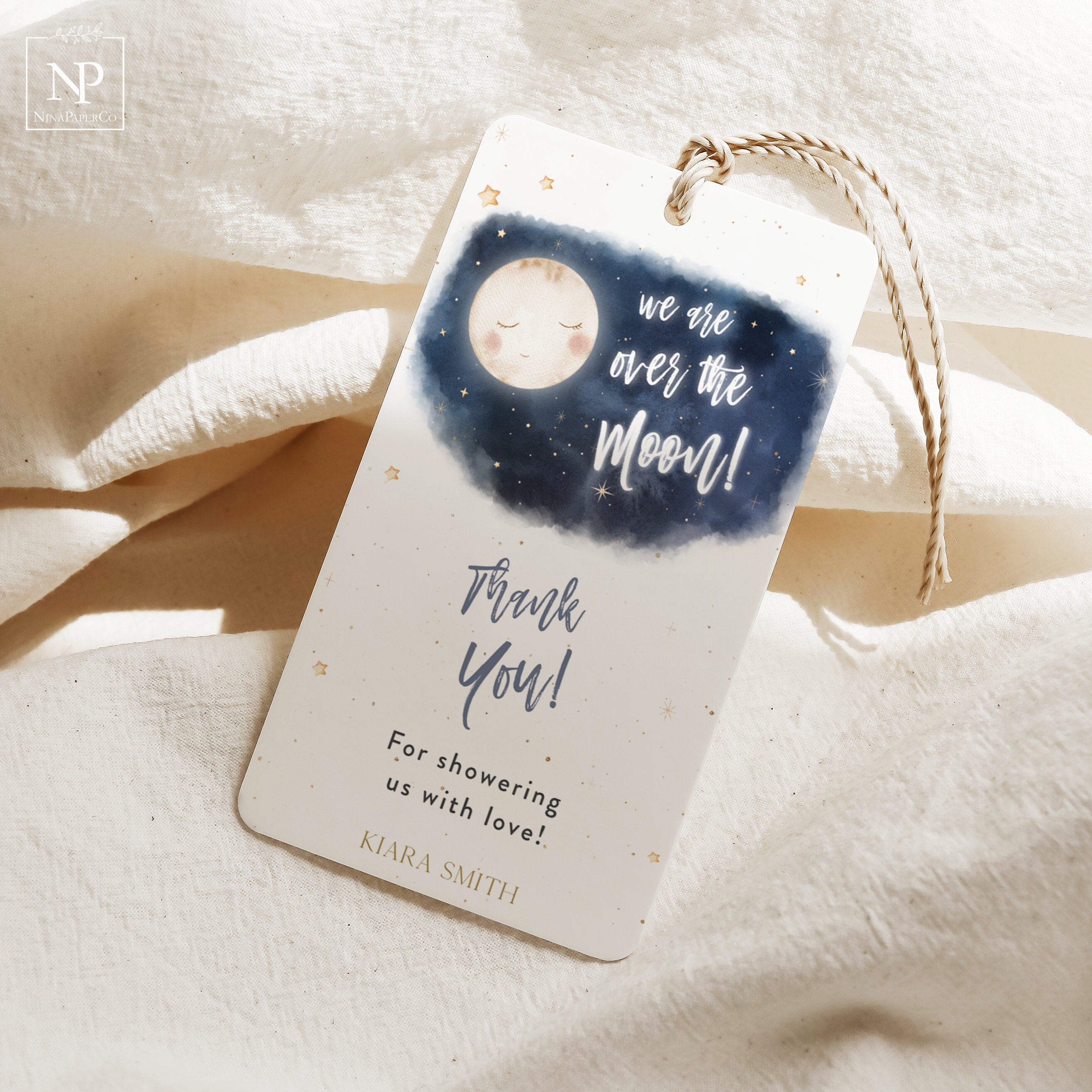 Over the Moon Baby Shower Favor Tags Twinkle Little Star Printable Baby ...