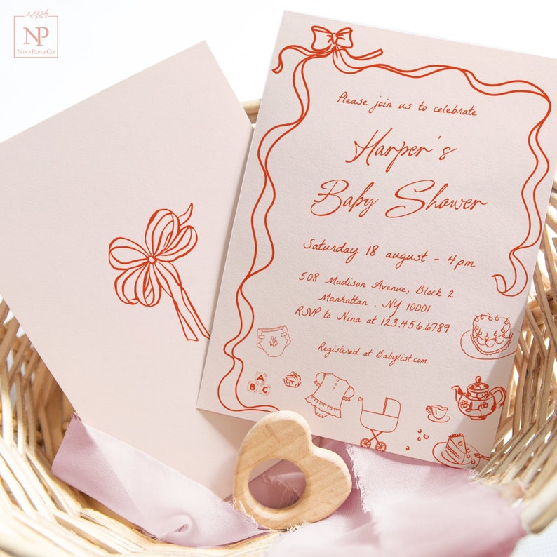 Hand Drawn Baby Shower Invitation Template, Funky Scribble Illustration ...