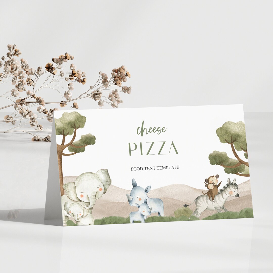 Safari Animals Baby Shower Food Labels, Jungle Safari Buffet Cards ...