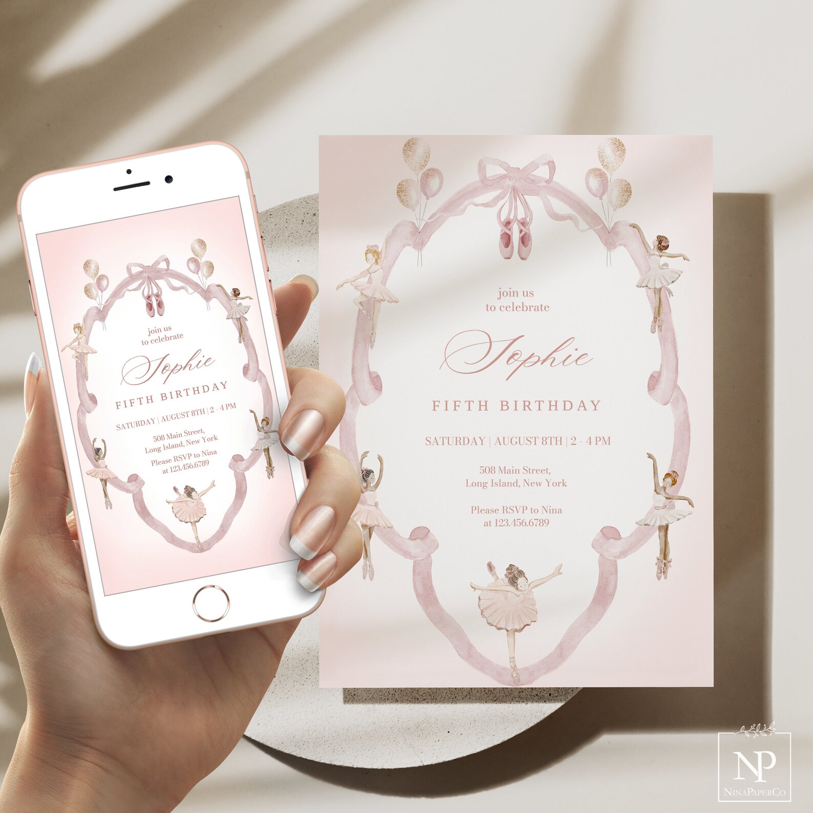 Ballerina Birthday Invitation Template Ballerina Birthday Invite Ballet ...
