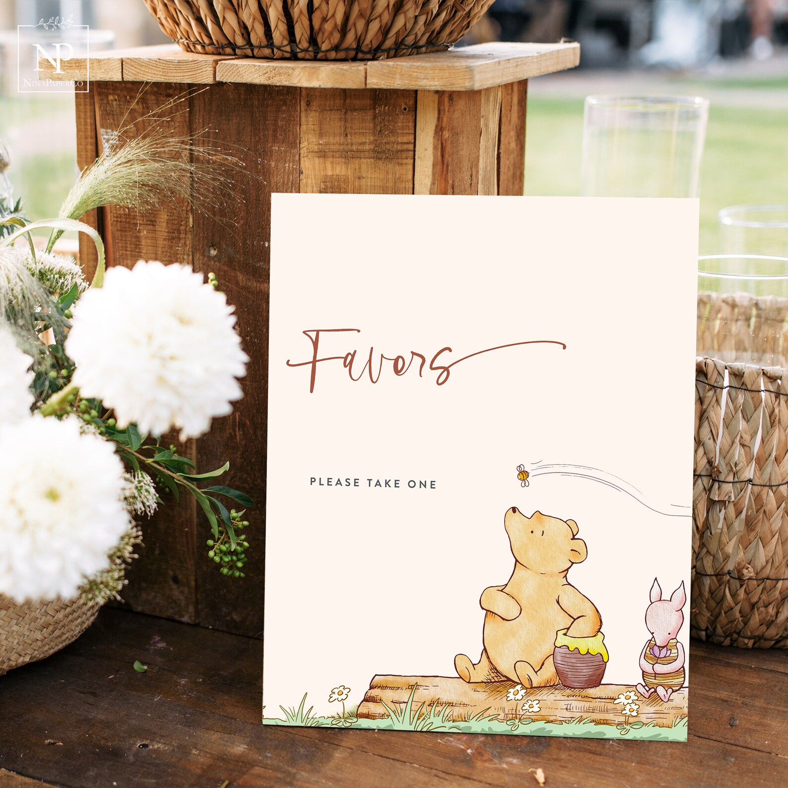 Winnie the Pooh Custom Sign Template, Bear Baby Sprinkle Sign, Table ...