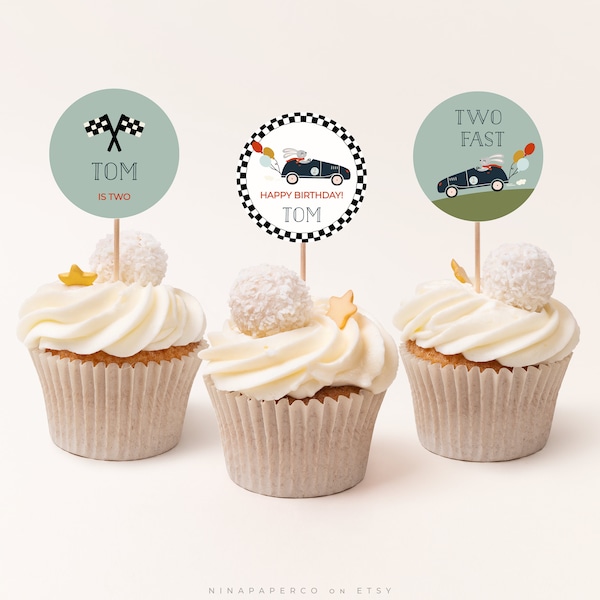 Two Fast Birthday Cupcake Toppers - Etsy