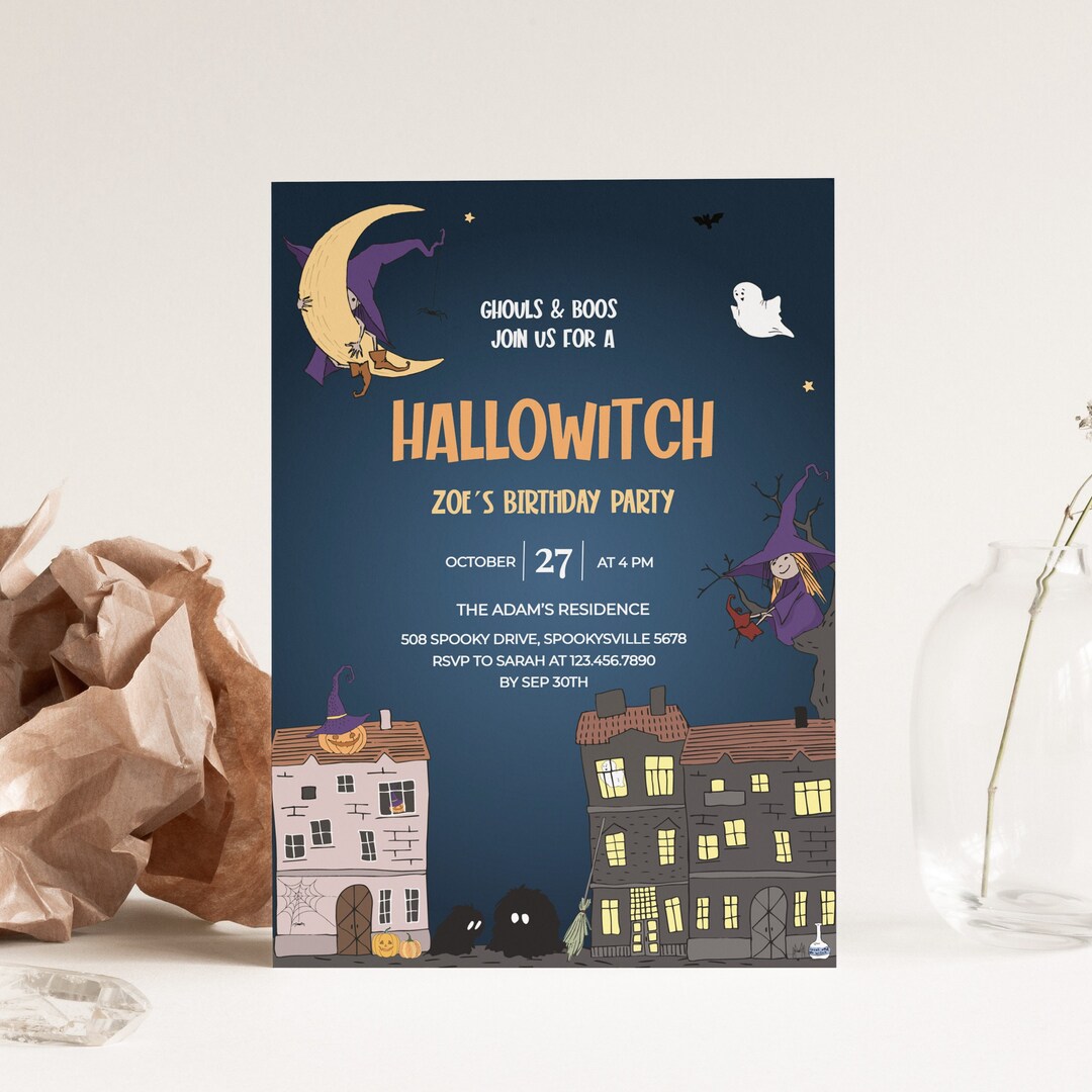 Halloween Birthday Invitation Witch Halloween Party - Etsy