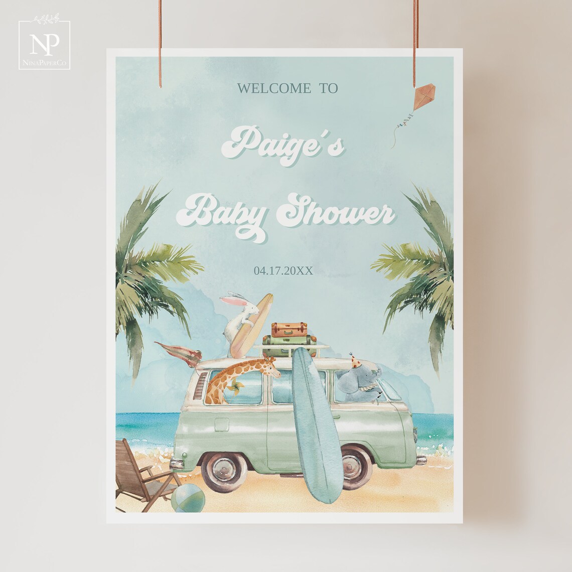 Surf Beach Baby Welcome Sign, Beach Party Sign, Baby on Board Welcome ...