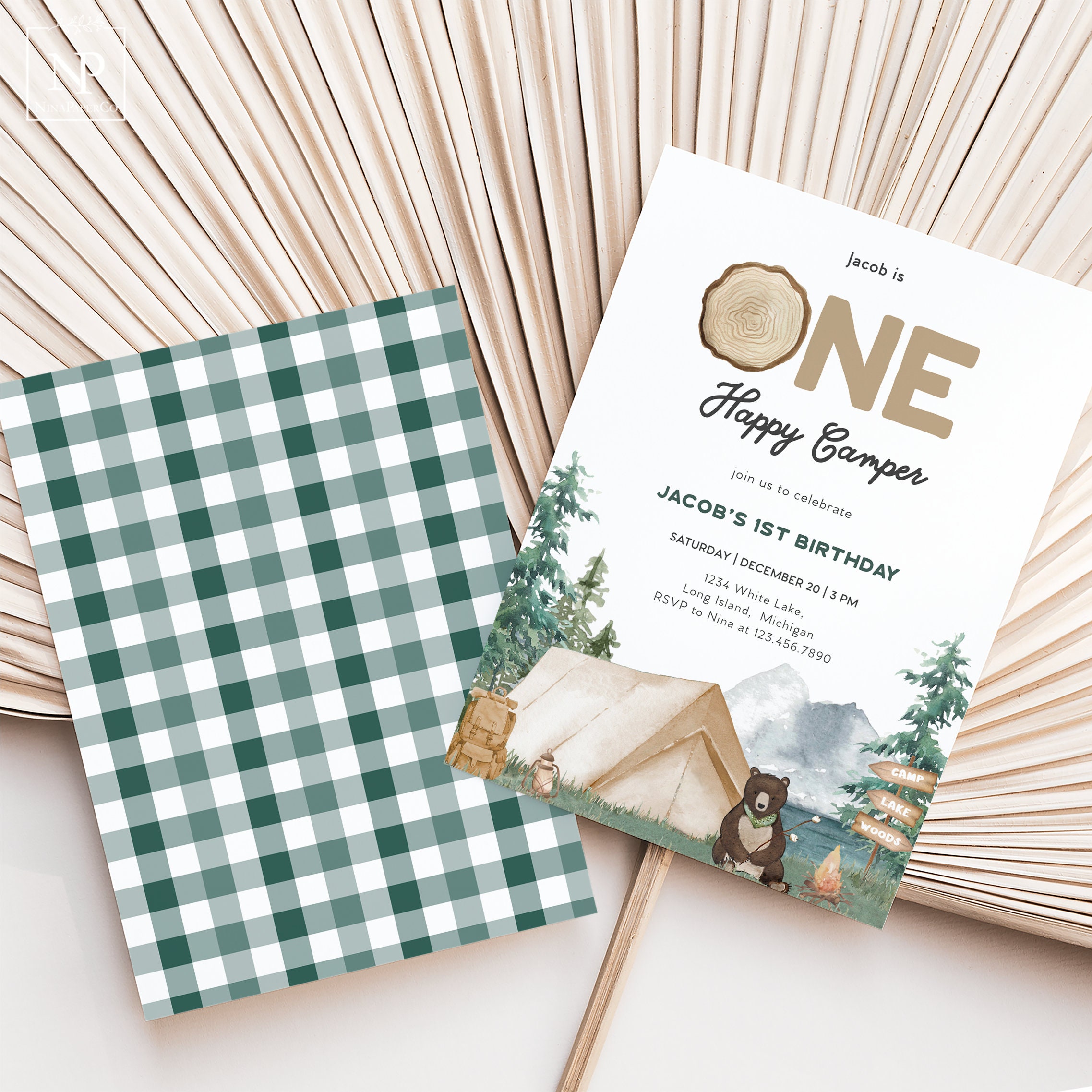 One Happy Camper First Birthday Invitation Template Camping - Etsy