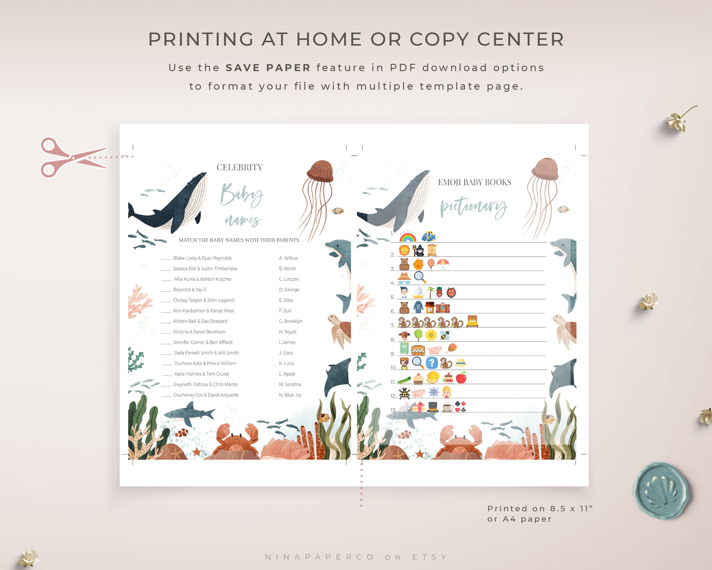 Under the Sea Baby Shower Games Bundle 48 Baby Shower Games - Etsy