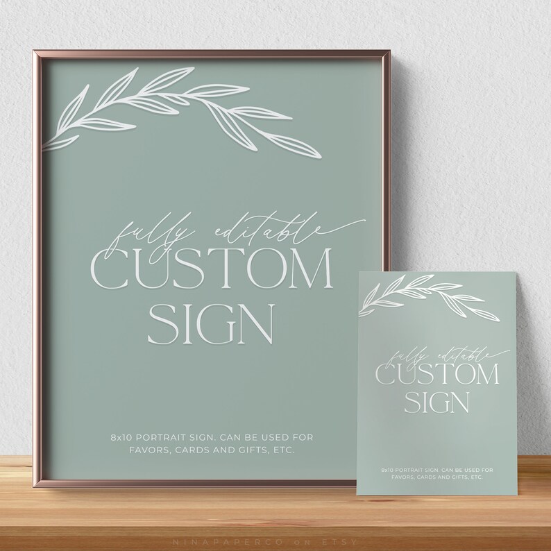 Boho Sage Green Editable Sign Minimalist Baby Shower Sign - Etsy