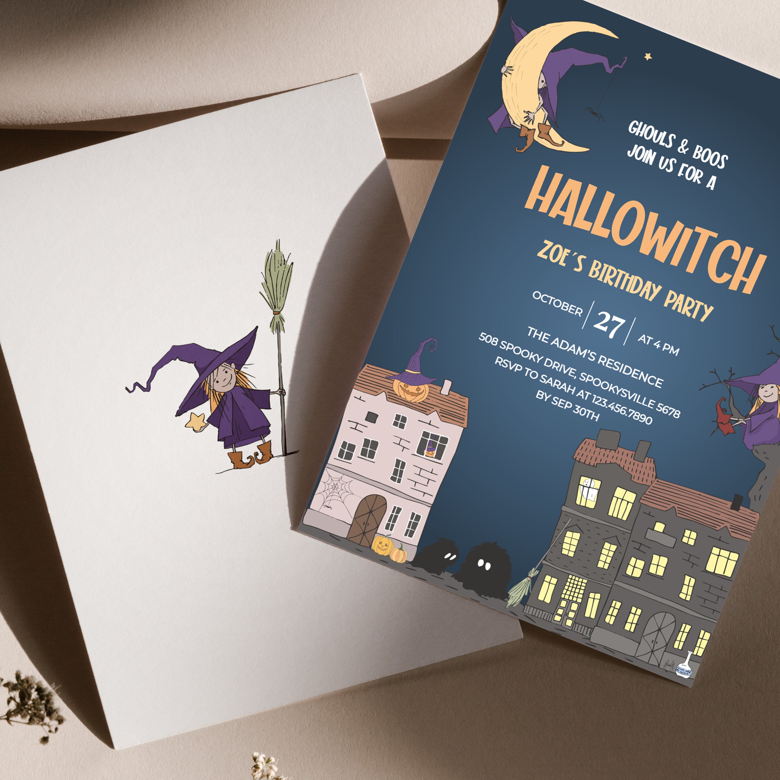 Halloween Birthday Invitation, Witch Halloween Party, Halloween Kids ...
