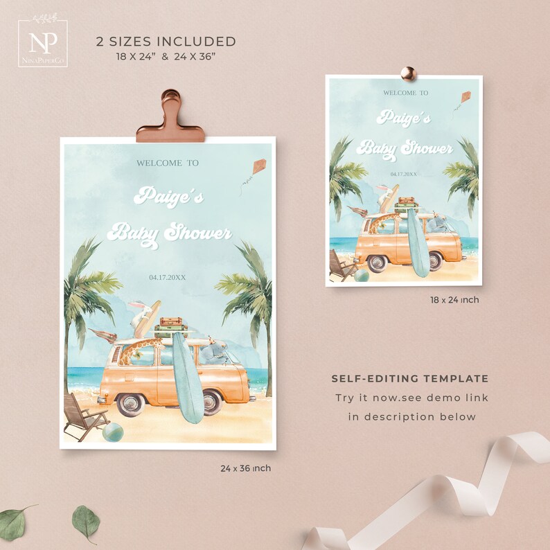 Surf Beach Baby Welcome Sign, Beach Party Sign, Baby on Board Welcome ...