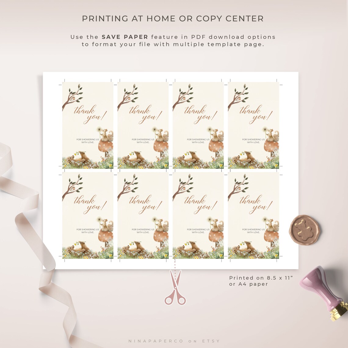 WOODLAND Baby Shower Favor Tags, Forest Animals Party Favors, Thank You ...