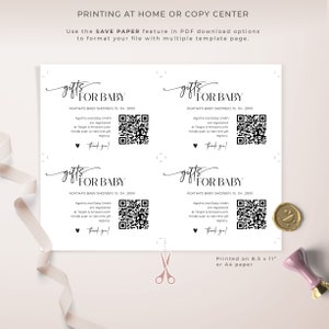 Baby Shower QR Code Gift Registry Card, Gift Registry QR Code ...