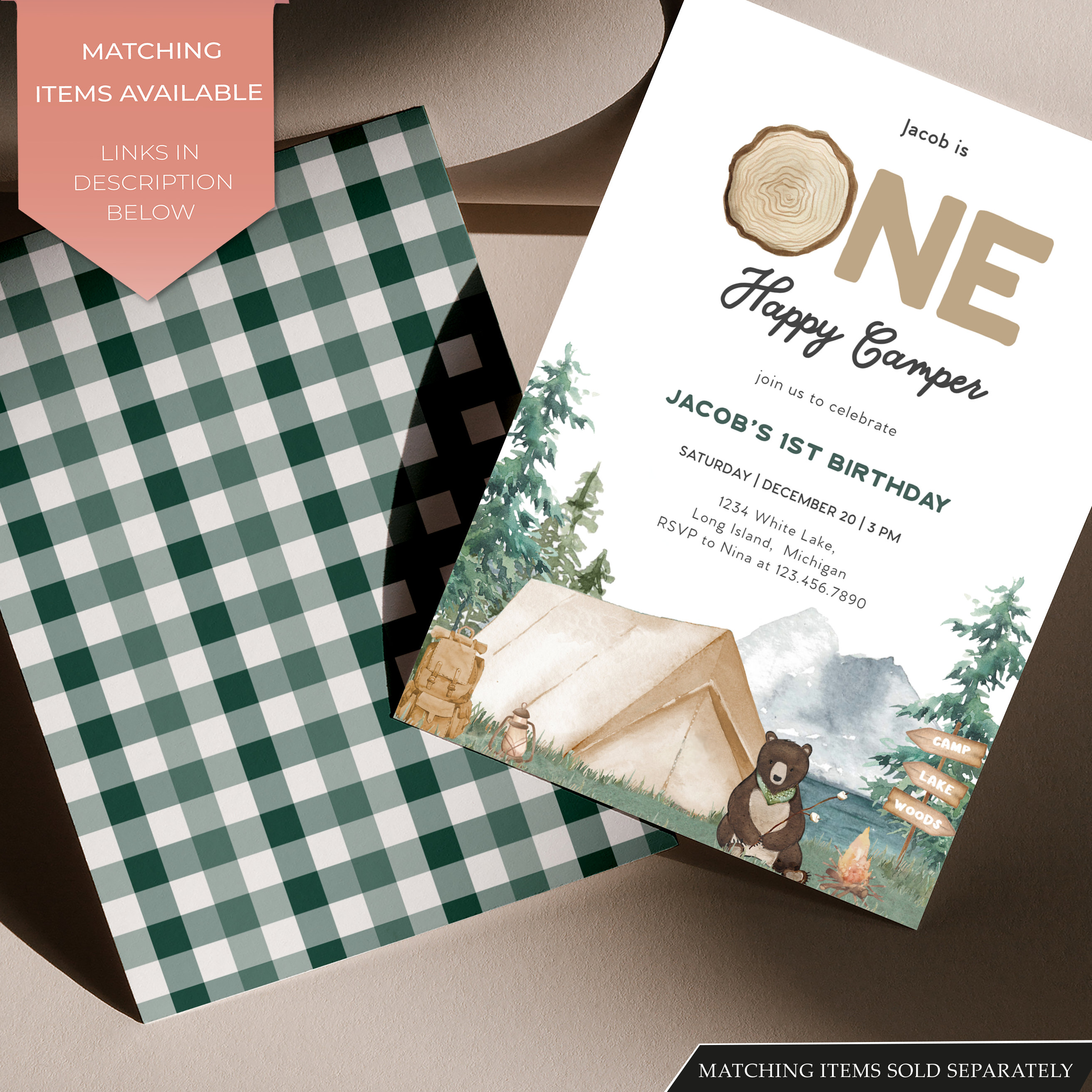 One Happy Camper Birthday Tag Template Camping Birthday Favor - Etsy